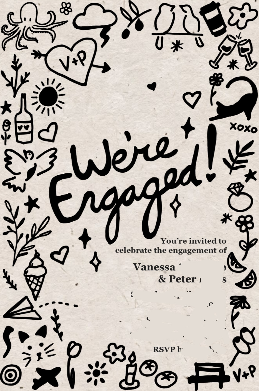 DIY Hand Drawn Engagement Party Invitations Tutorial – Vanessa Creates